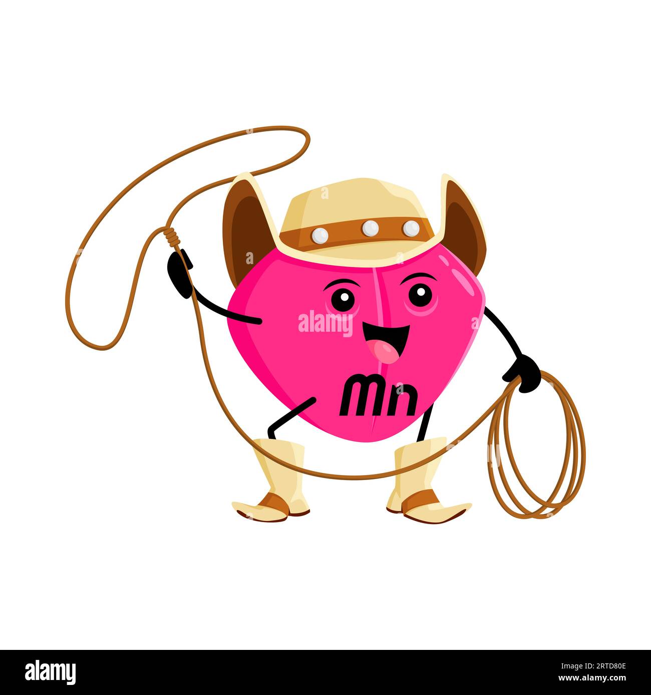 Cartoon Mn micronutrient cowboy or ranger character wear hat and boots ...
