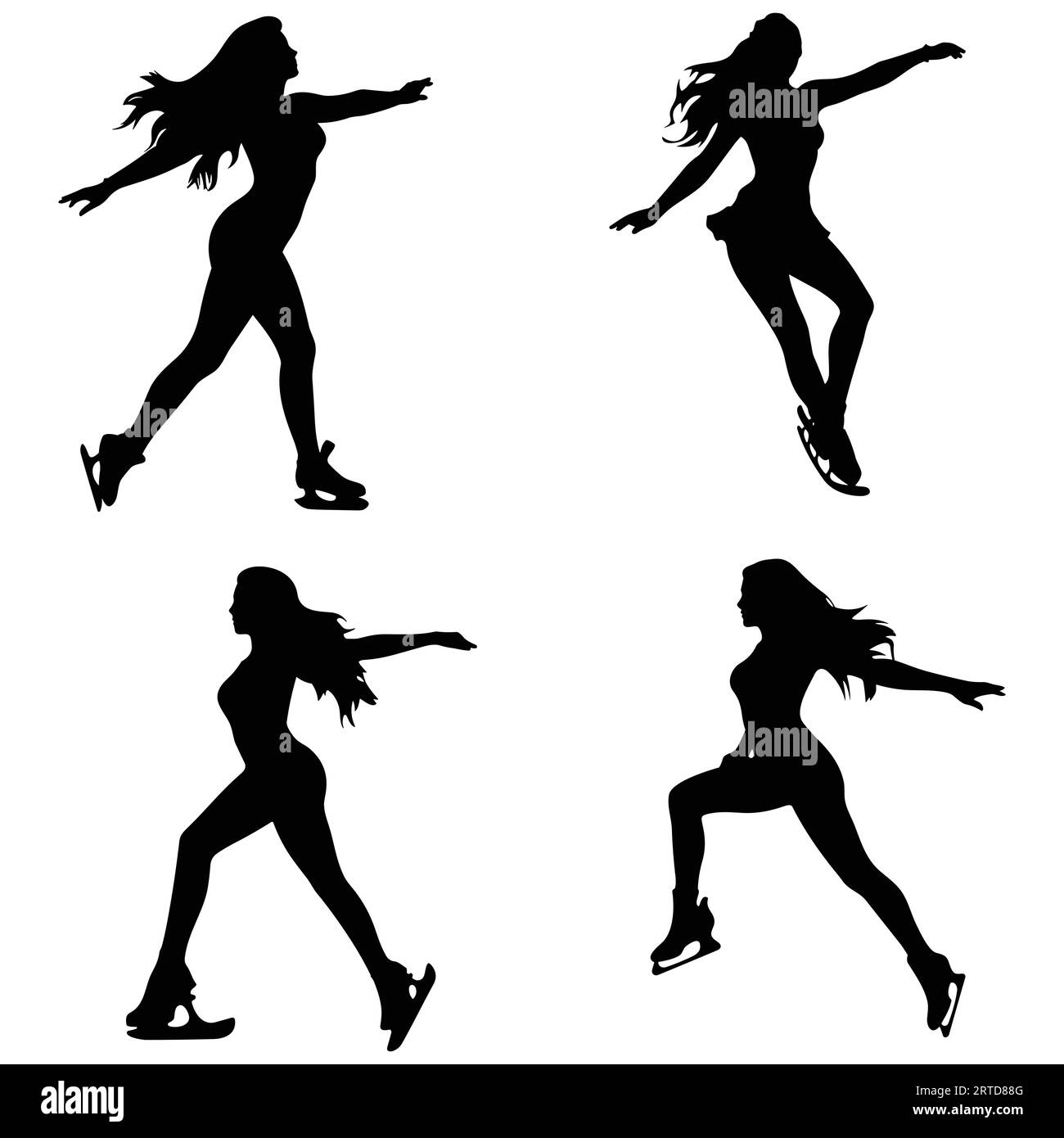Figure skating silhouette illustration black solid color Stock Vector ...