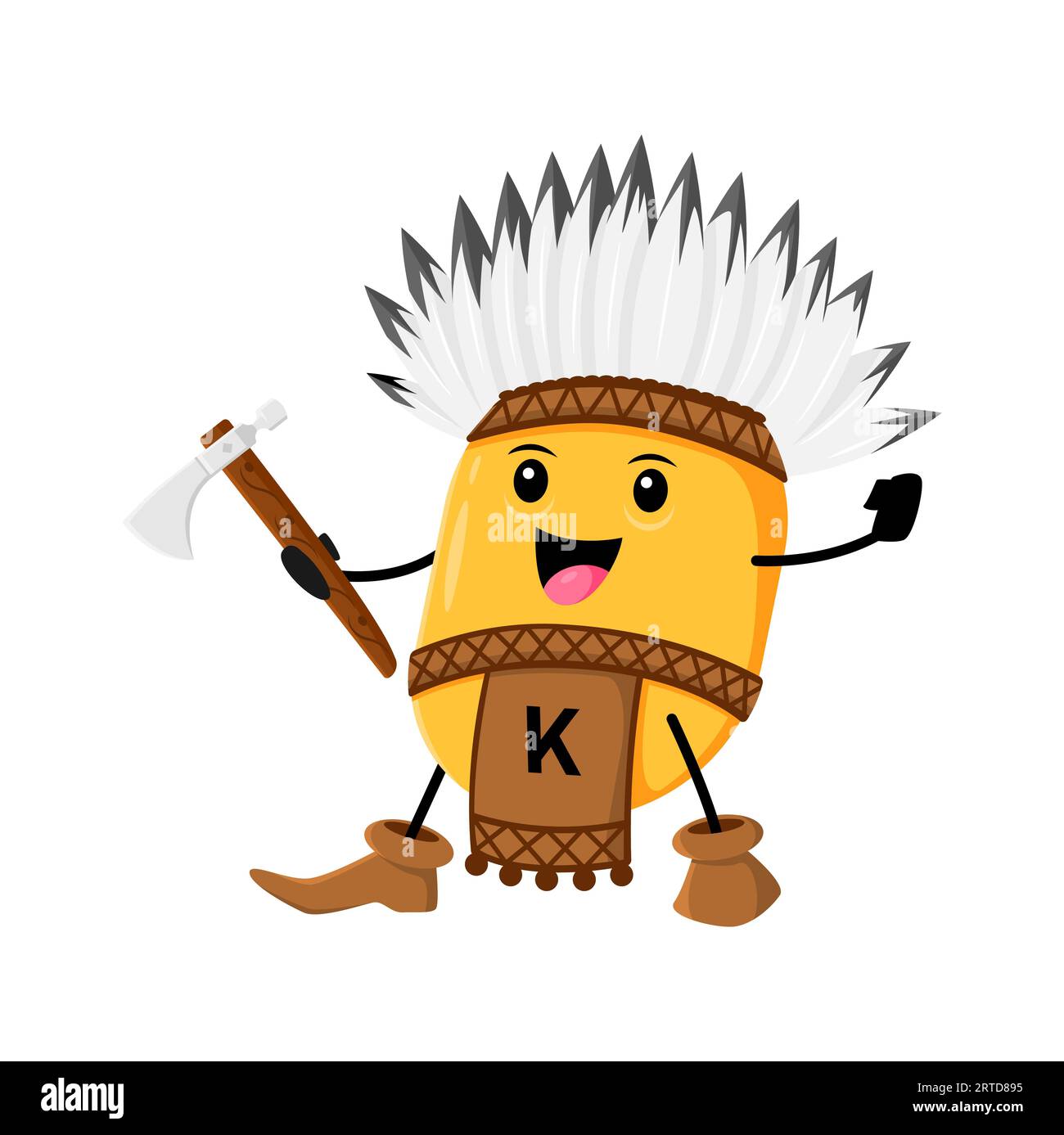 Cartoon K micronutrient B3 indian chief. Isolated vector potassium ...