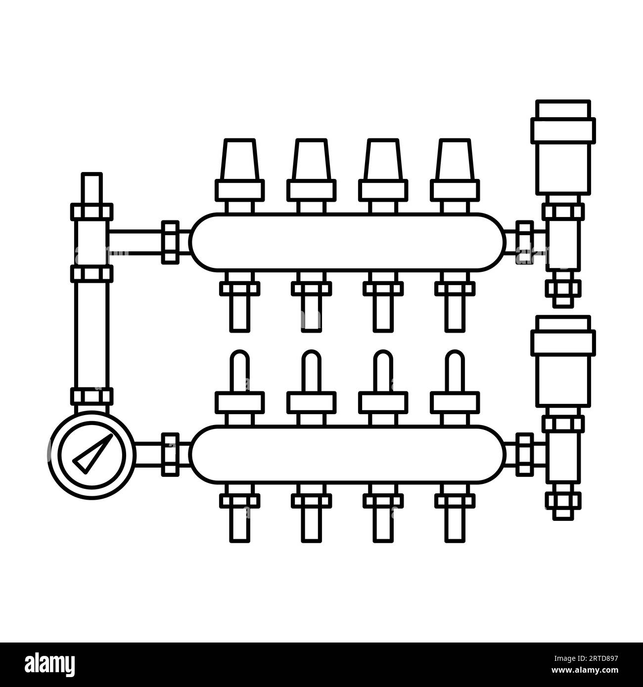 Illustration of hydronic manifolds. Industrial image of plumbing object ...