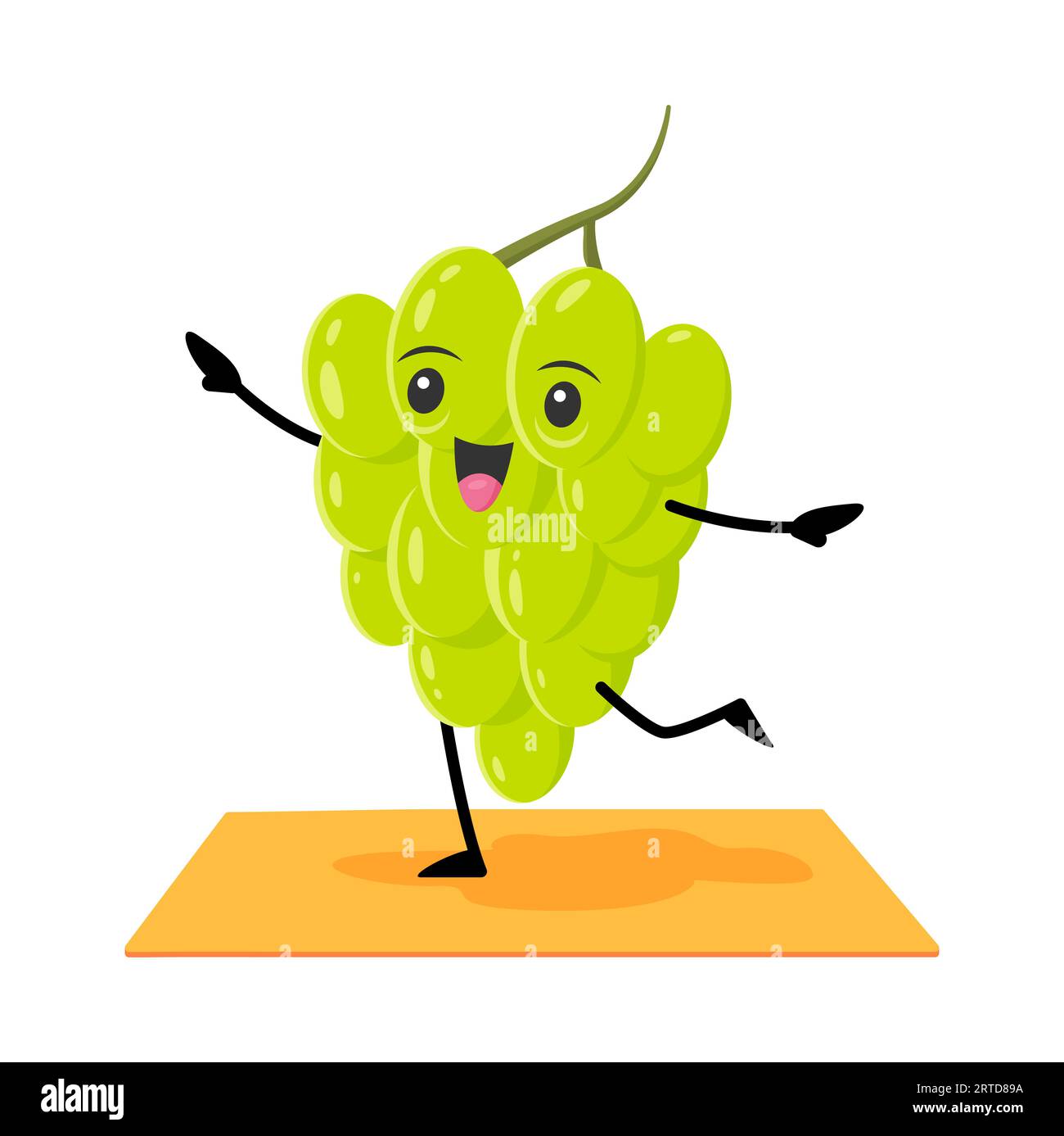 Funny grapes berry character in yoga or fitness pose showcase its ...