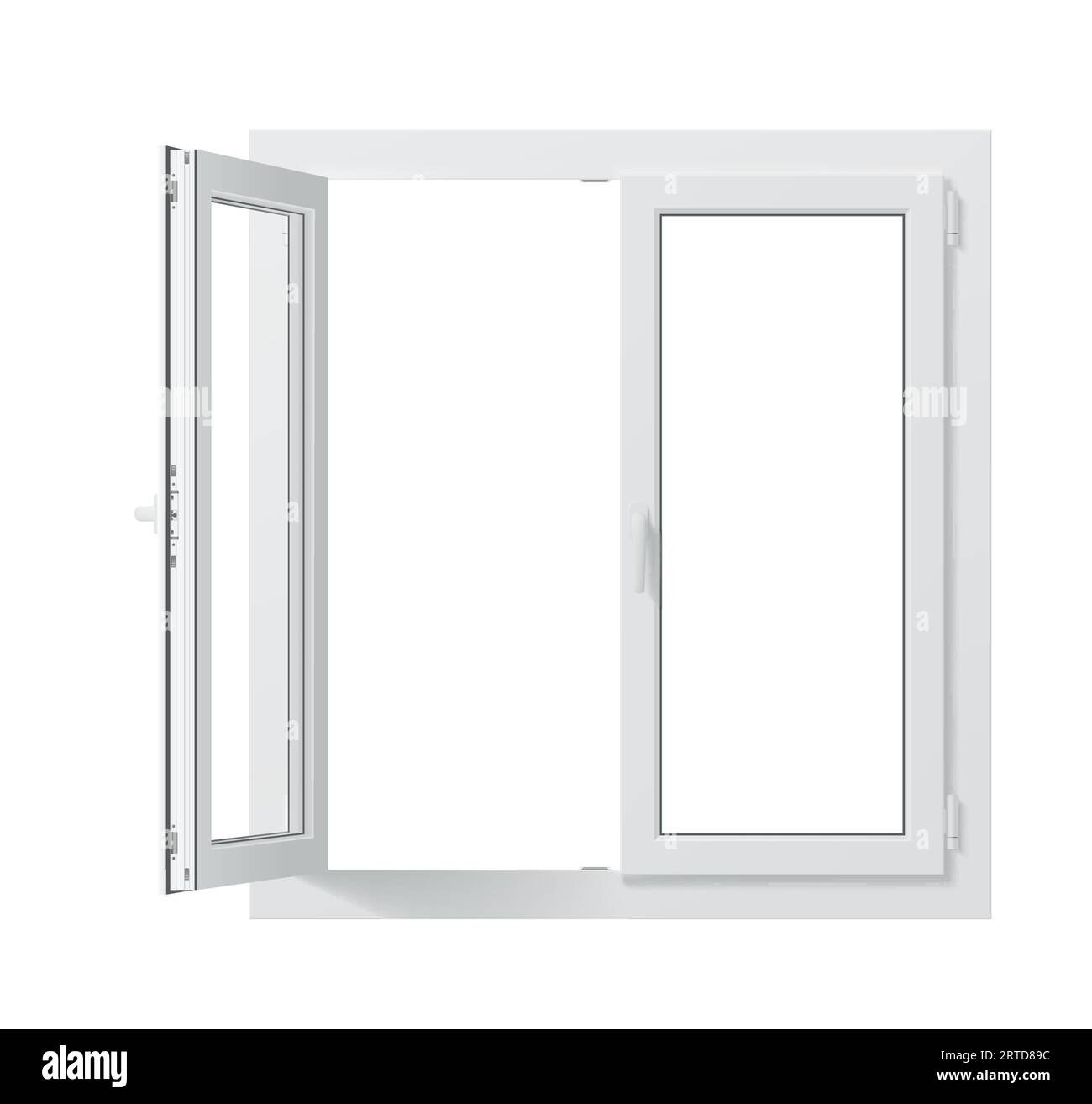 Realistic pvc window with open sash isolated 3d vector mockup provides ...