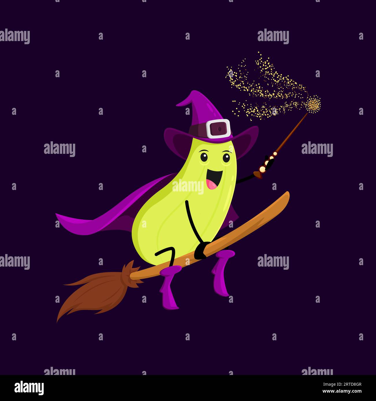 Cartoon Halloween zucchini or squash vegetable wizard, witch and mage ...