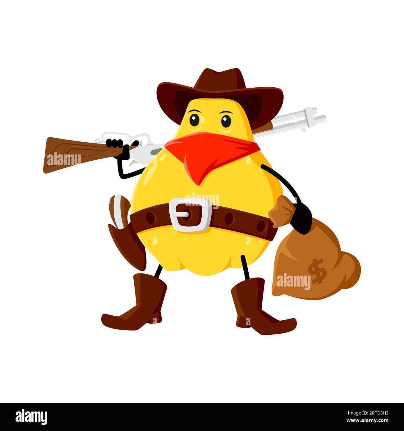Cartoon quince fruit cowboy, ranger and bandit character. Vector ...