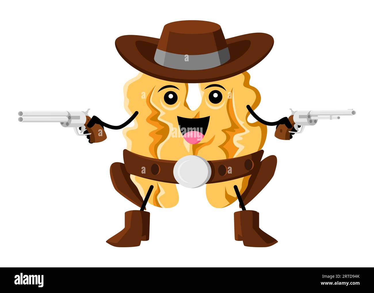 Cartoon walnut nut cowboy or bandit character. Funny vector peeled ...