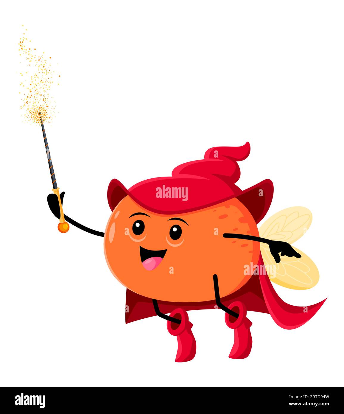 Cartoon mandarin tropical fruit fairy character. Vector delicate and ...