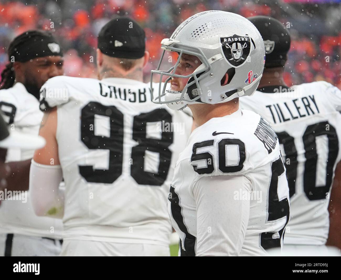 Las Vegas Raiders long snapper Jacob Bobenmoyer (50) against the Denver ...