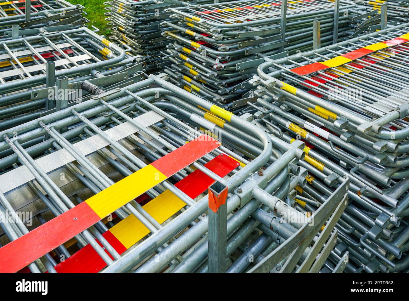 Stacked galvanized metal fences barriers for event organization and ...