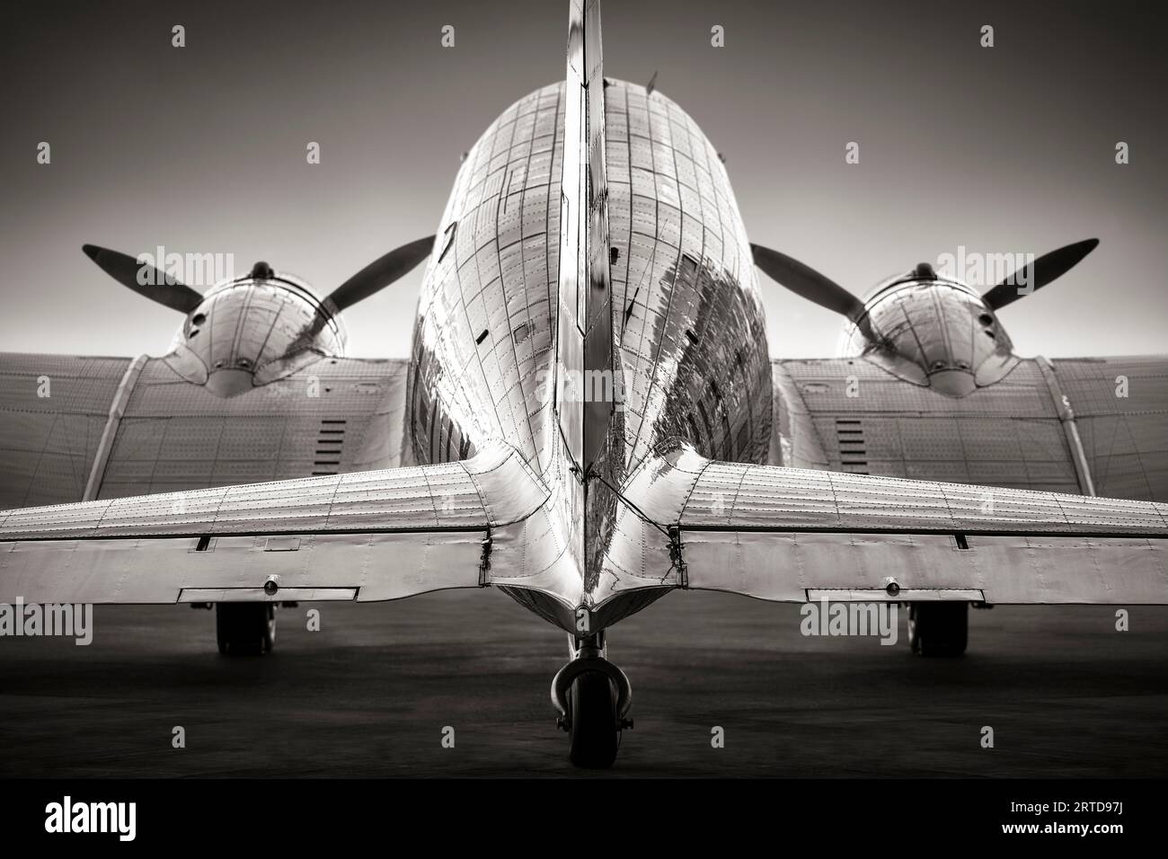 back view of an historical aircraft on a runway ready for take off ...