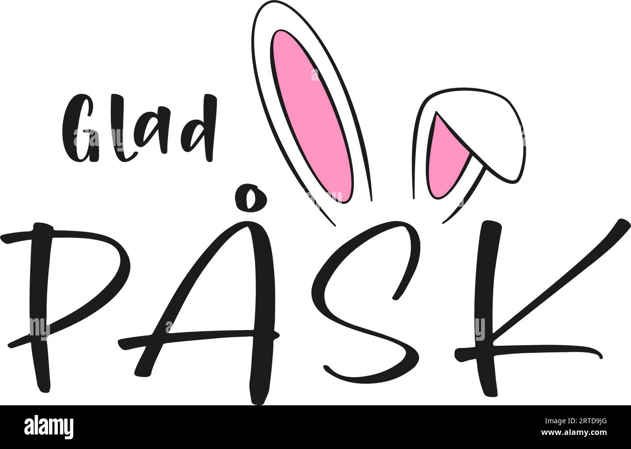 Happy Easter Lettering In Swedish With Bunny Ears Stock Vector Image