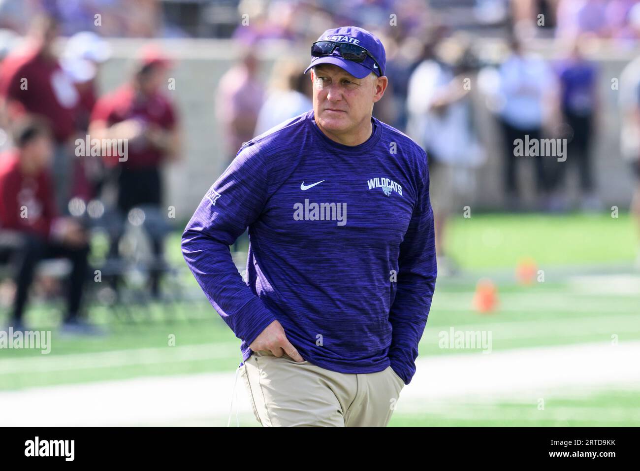 Kansas State head coach Chris Klieman during warm-ups before an NCAA ...