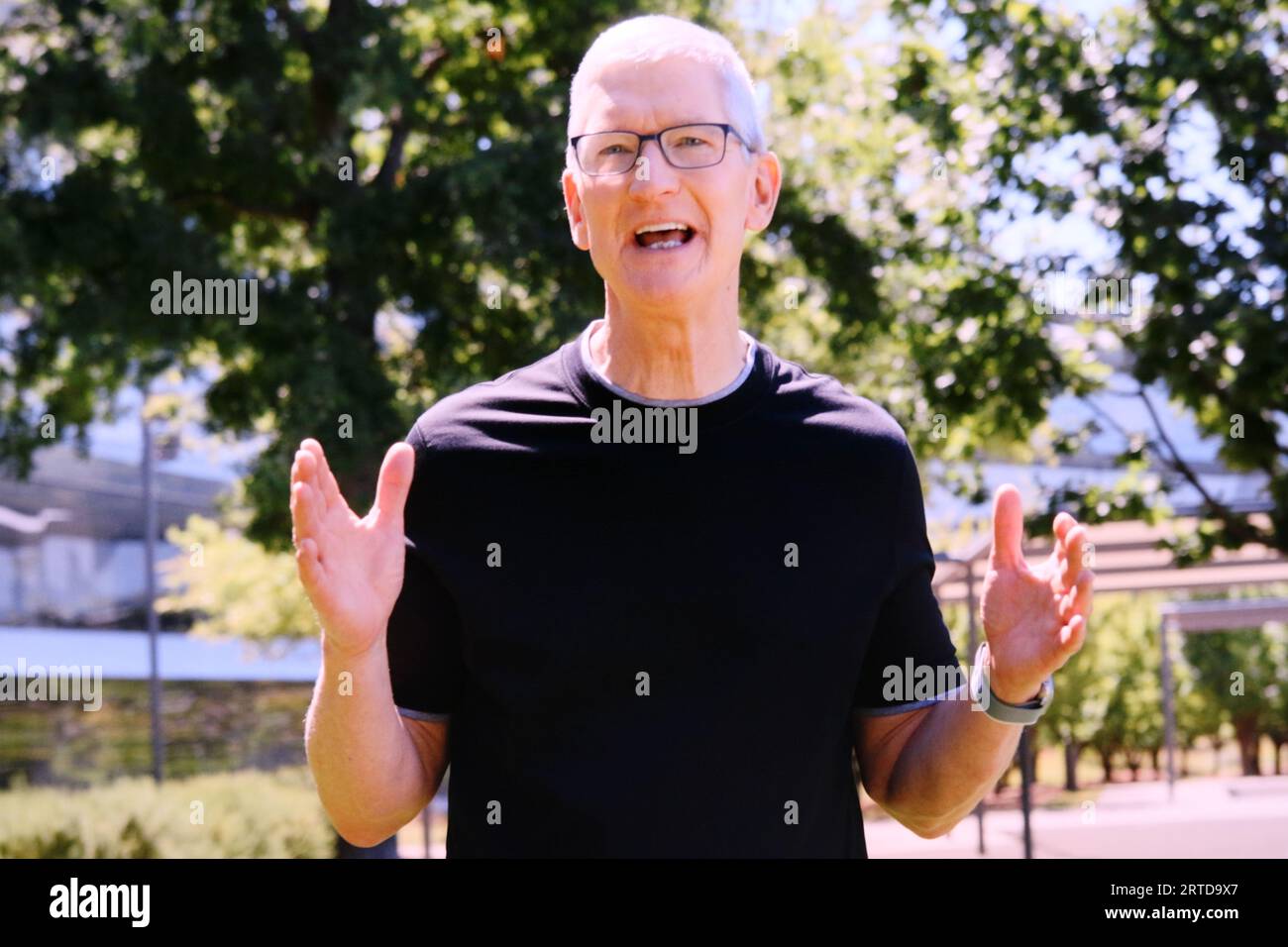 Cupertino, USA. 12th Sep, 2023. Apple CEO Tim Cook opens the event at ...