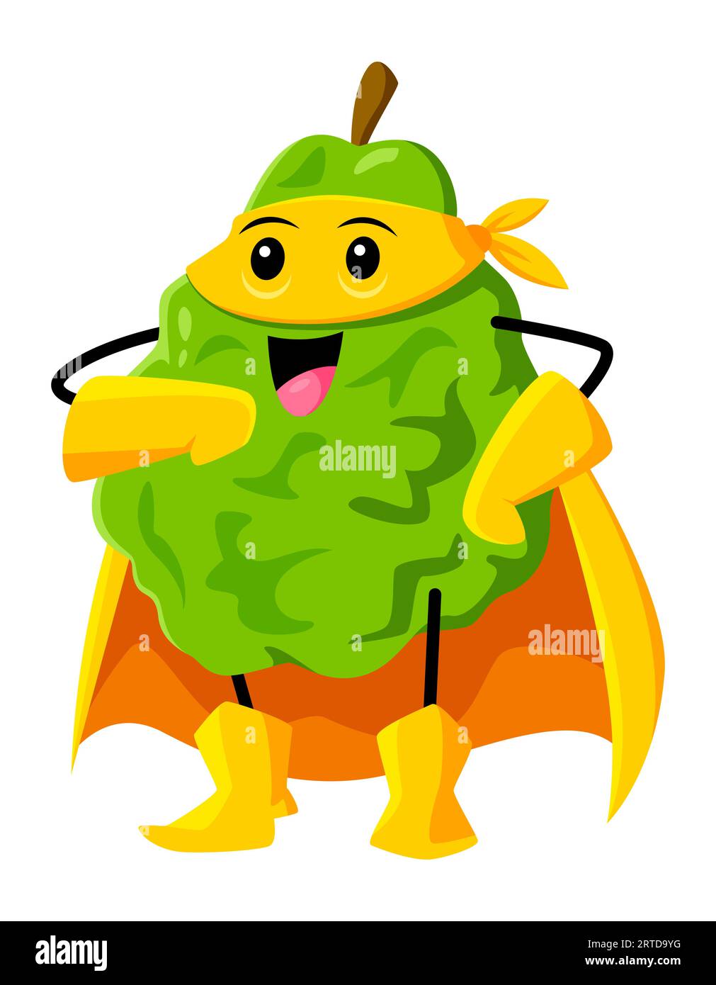 Cartoon bergamot tropical fruit super hero defender character wear ...