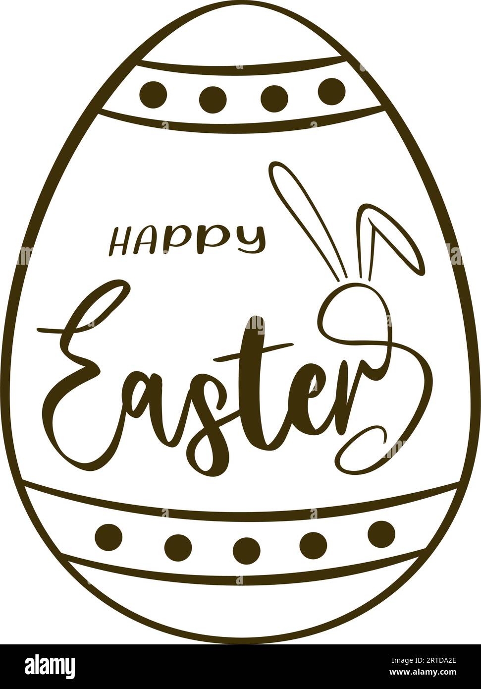Happy Easter Lettering And Easter Egg Outline Stock Vector Image And Art