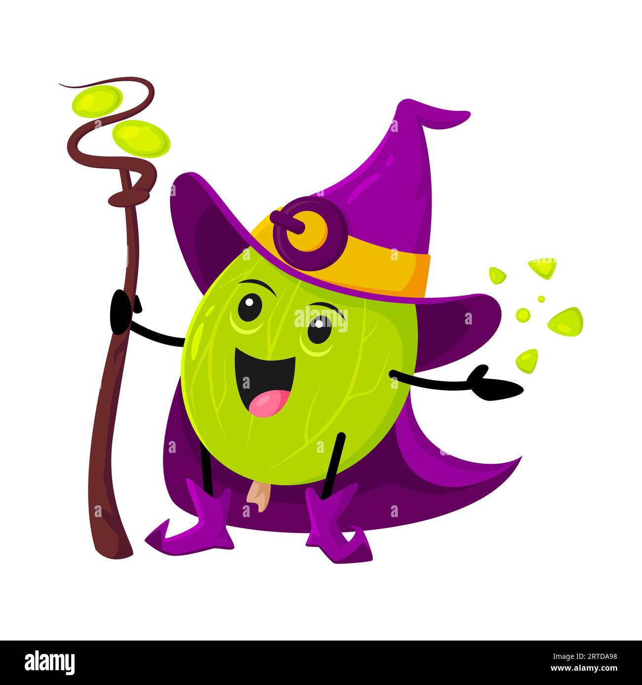 Cartoon ripe gooseberry berry wizard or magician character. Funny ...