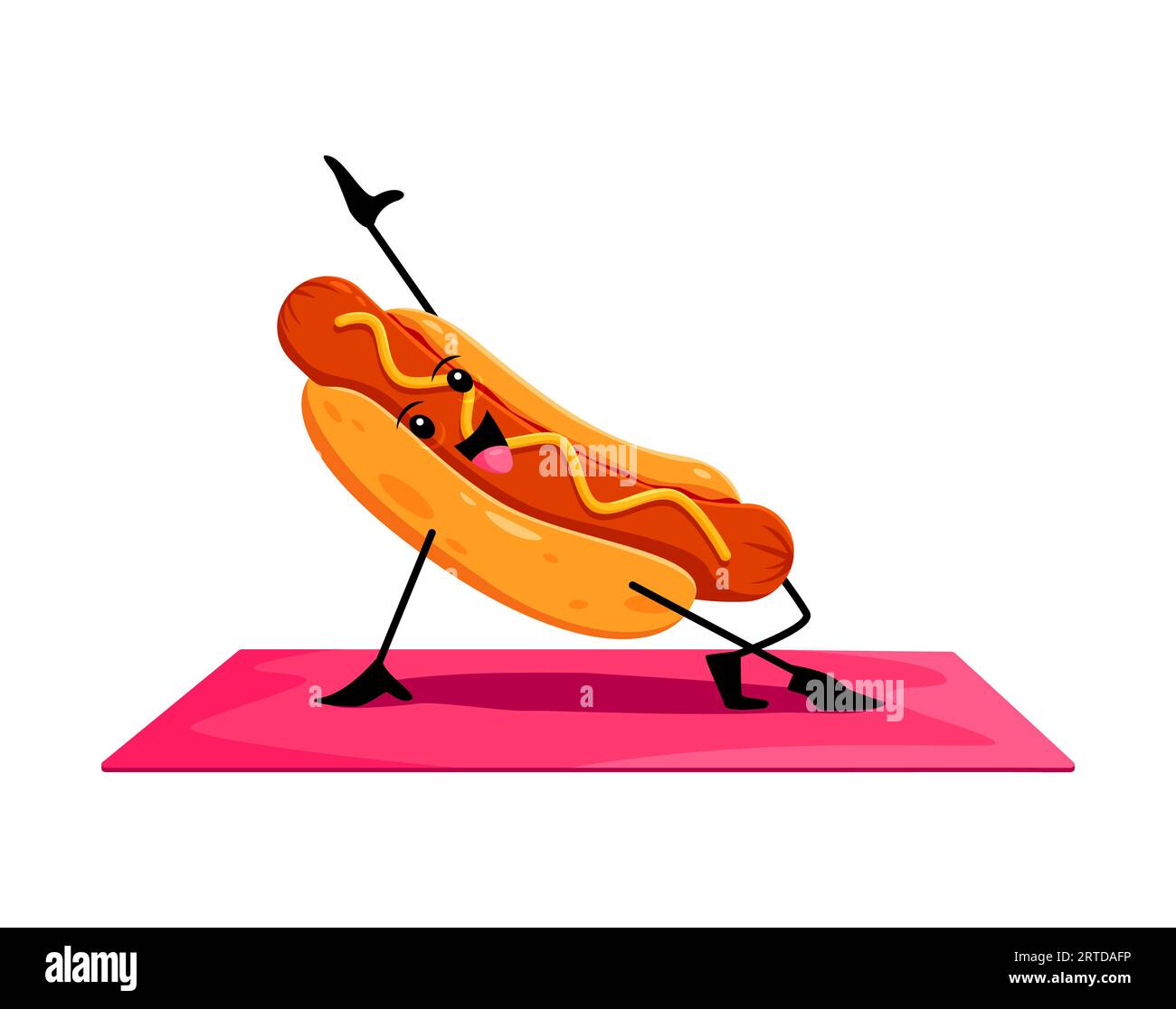Cartoon fast food hotdog character on yoga fitness sport. Street ...