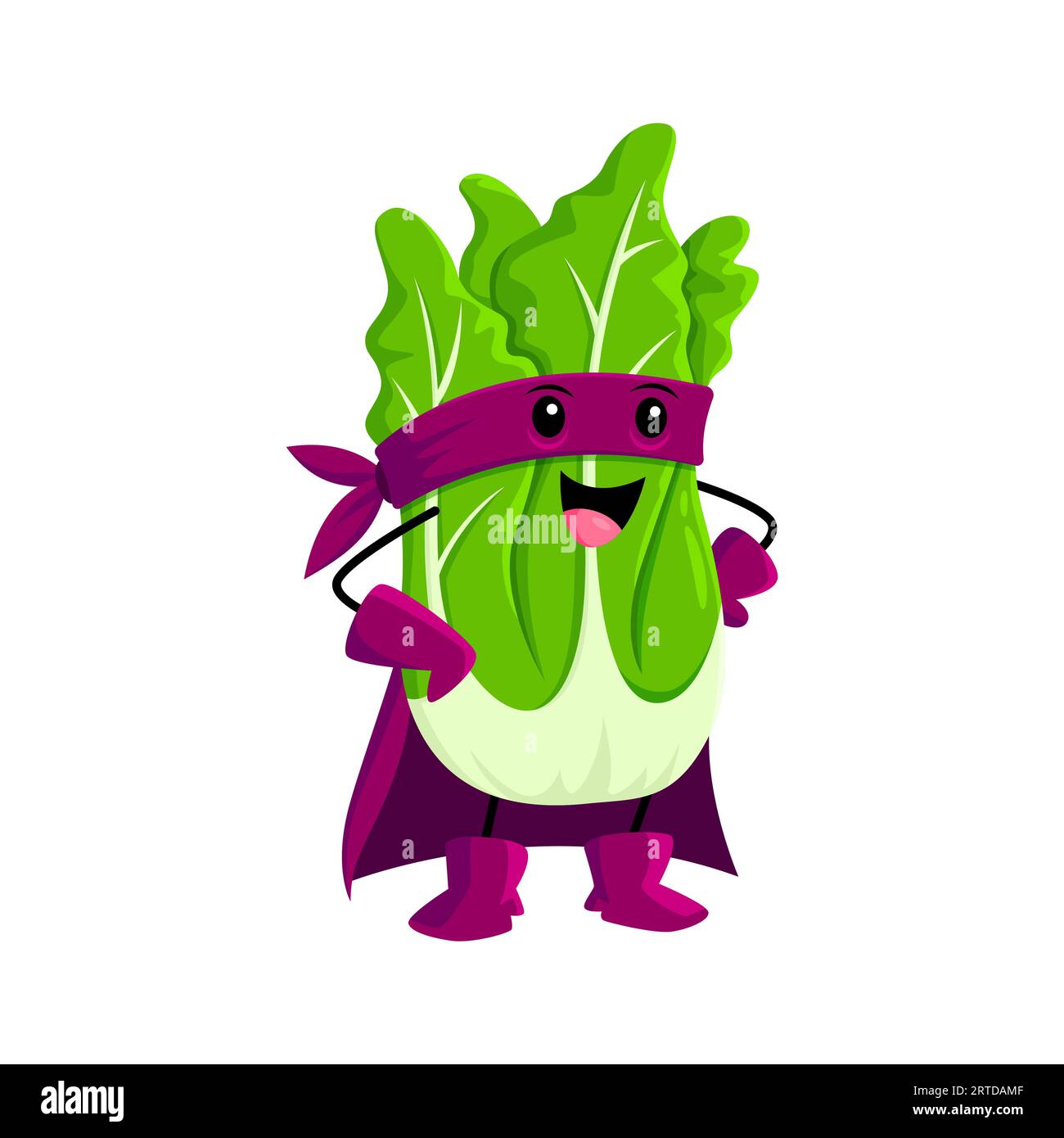 Cartoon cheerful romaine cabbage vegetable superhero character. Fresh ...