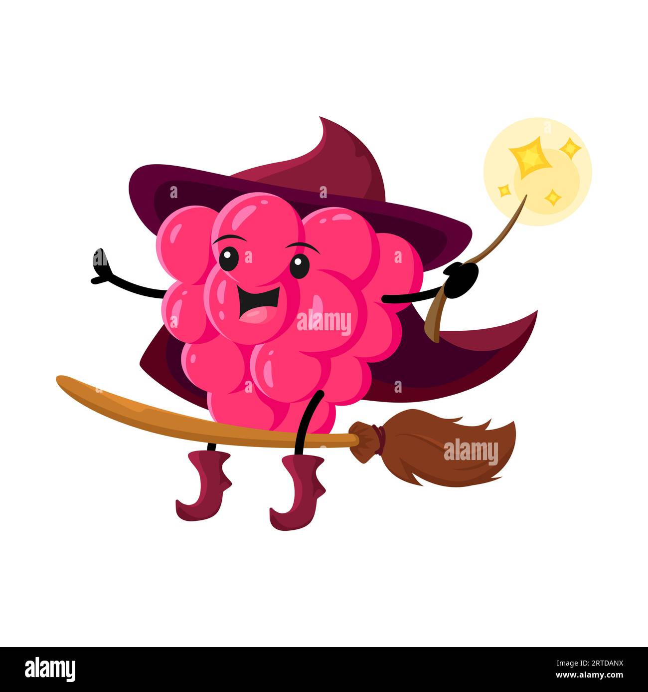 Cartoon witch riding broomstick hi-res stock photography and images - Alamy