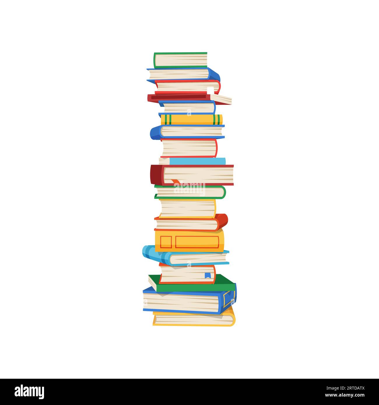 Studying literature, stack of books high heap of textbooks. Vector ...