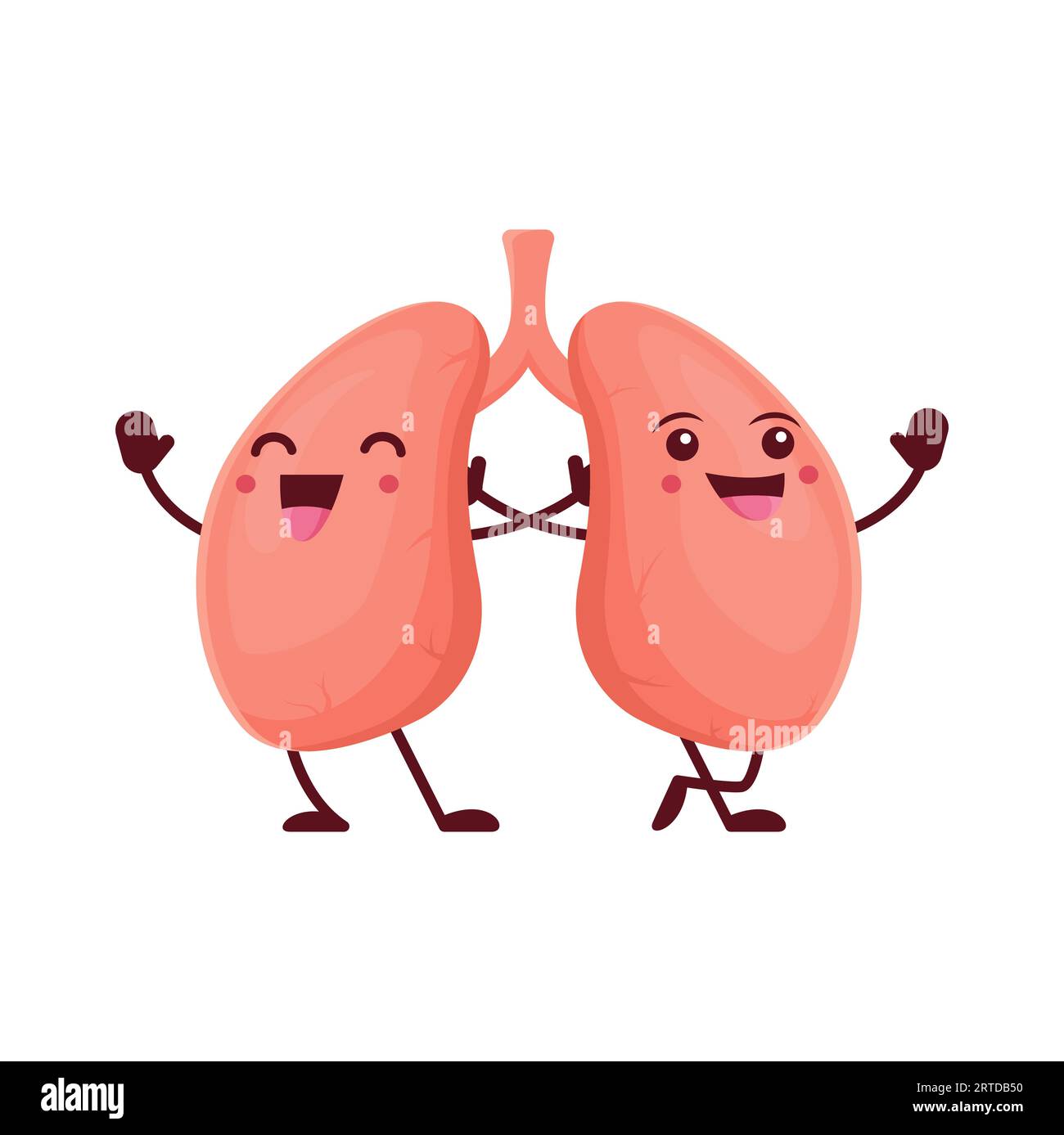Cartoon lungs human body organ character. Cute vector healthy and happy ...
