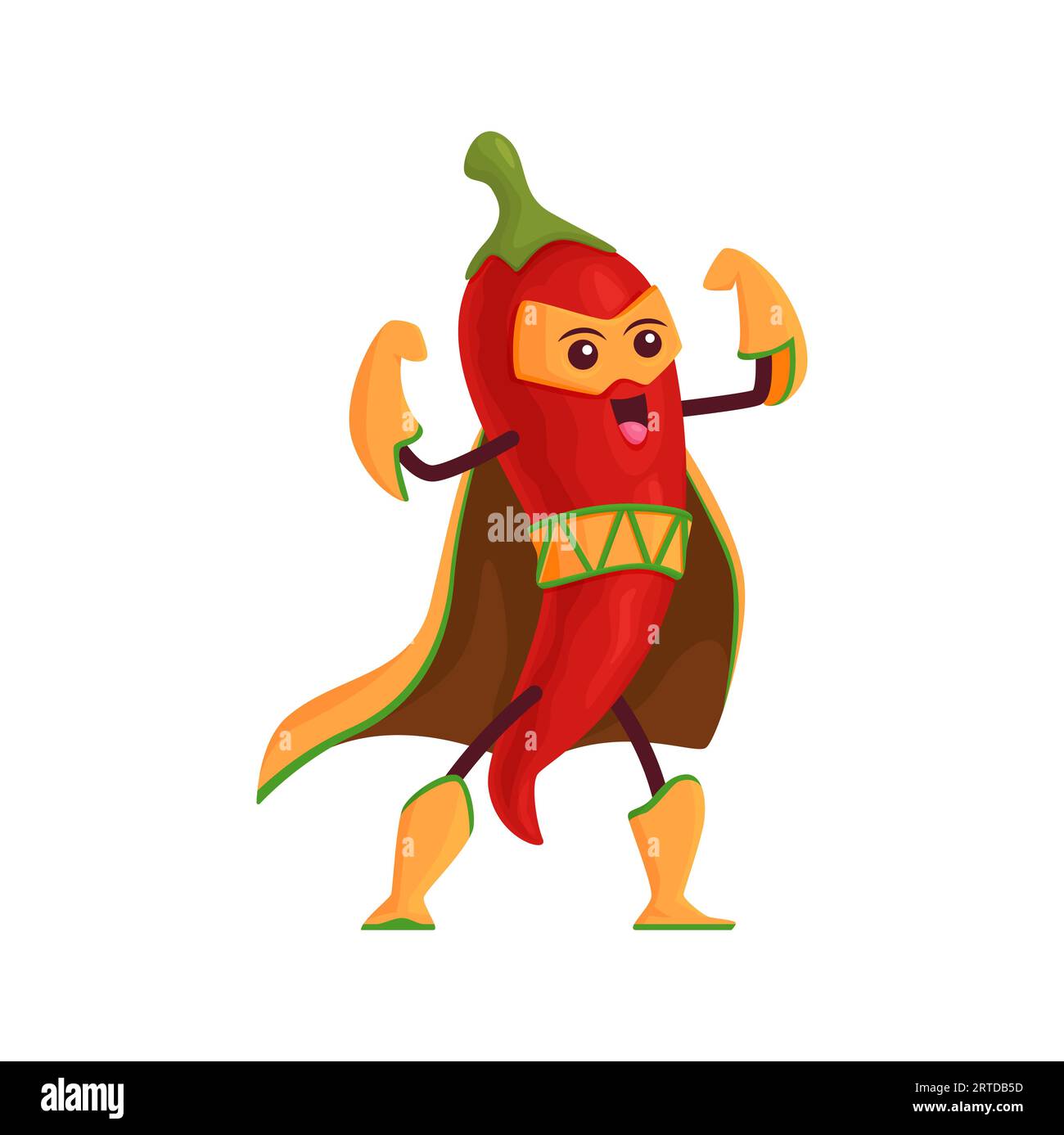 Cartoon chili pepper superhero character, vector funny red jalapeno ...
