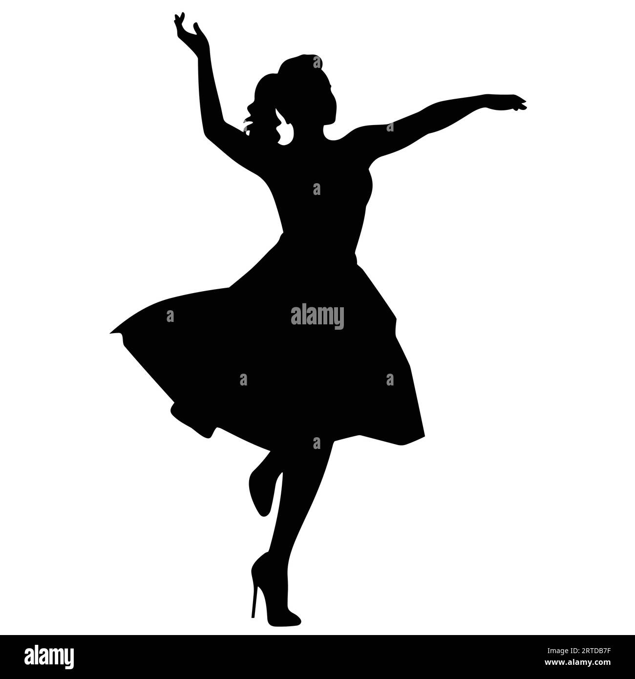 Dance flat dancer silhouette black solid color Stock Vector Image & Art ...