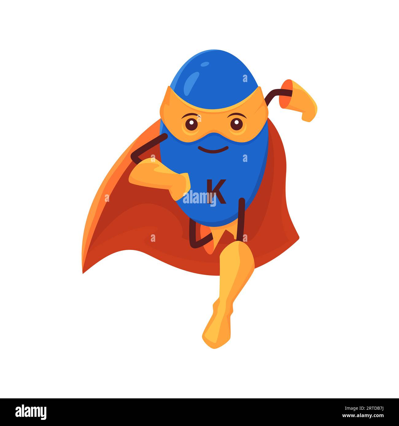 Cartoon potassium kalium superhero micronutrient character. Isolated ...