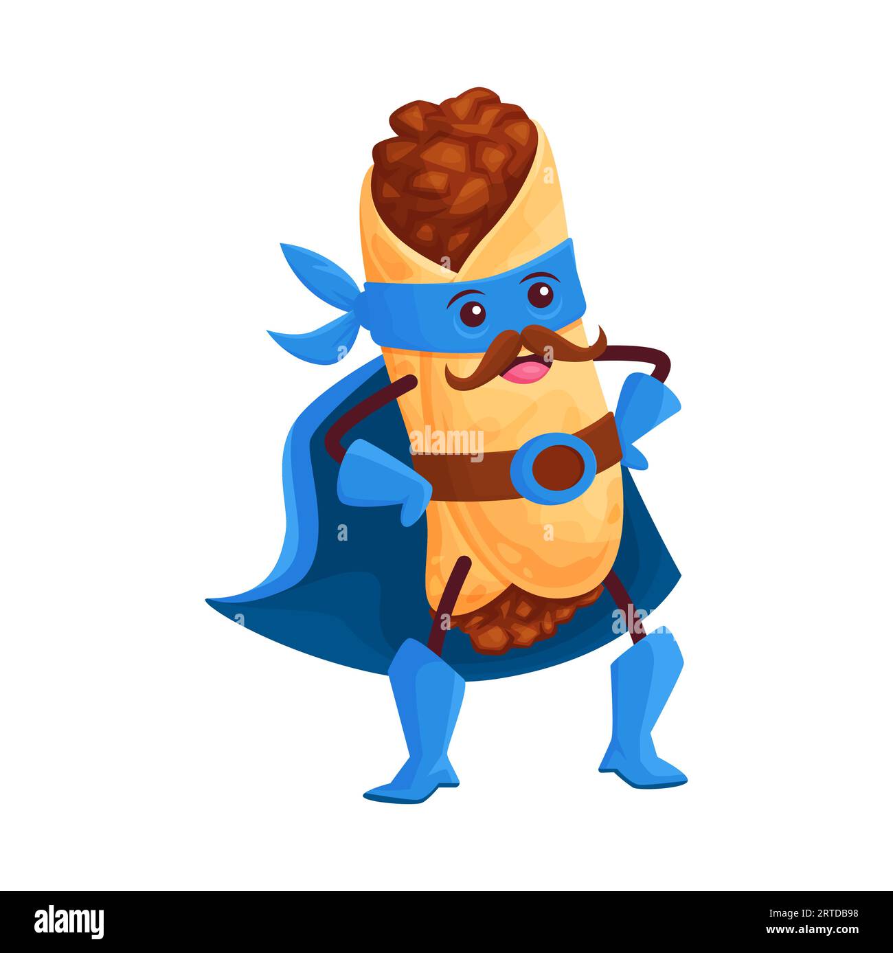 Cartoon tex mex burrito superhero character. Funny vector mexican food ...