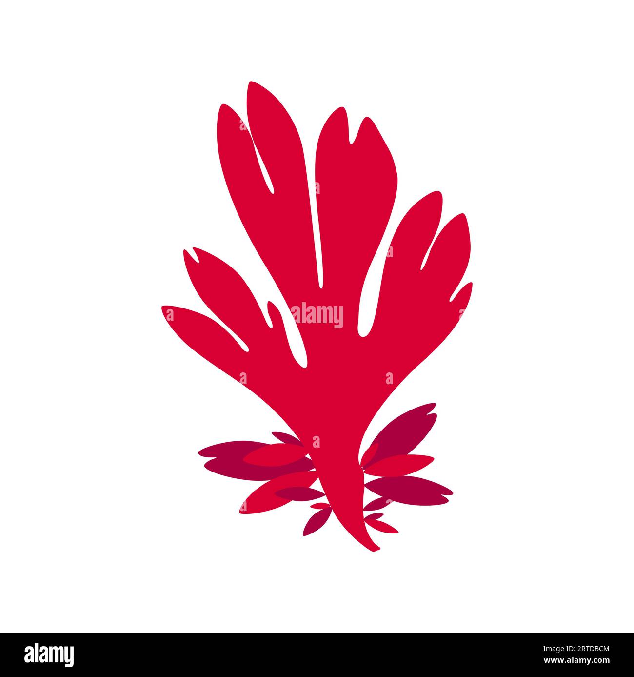 Soft coral with pink leaves, seabed decoration seaweed branch. Vector ...