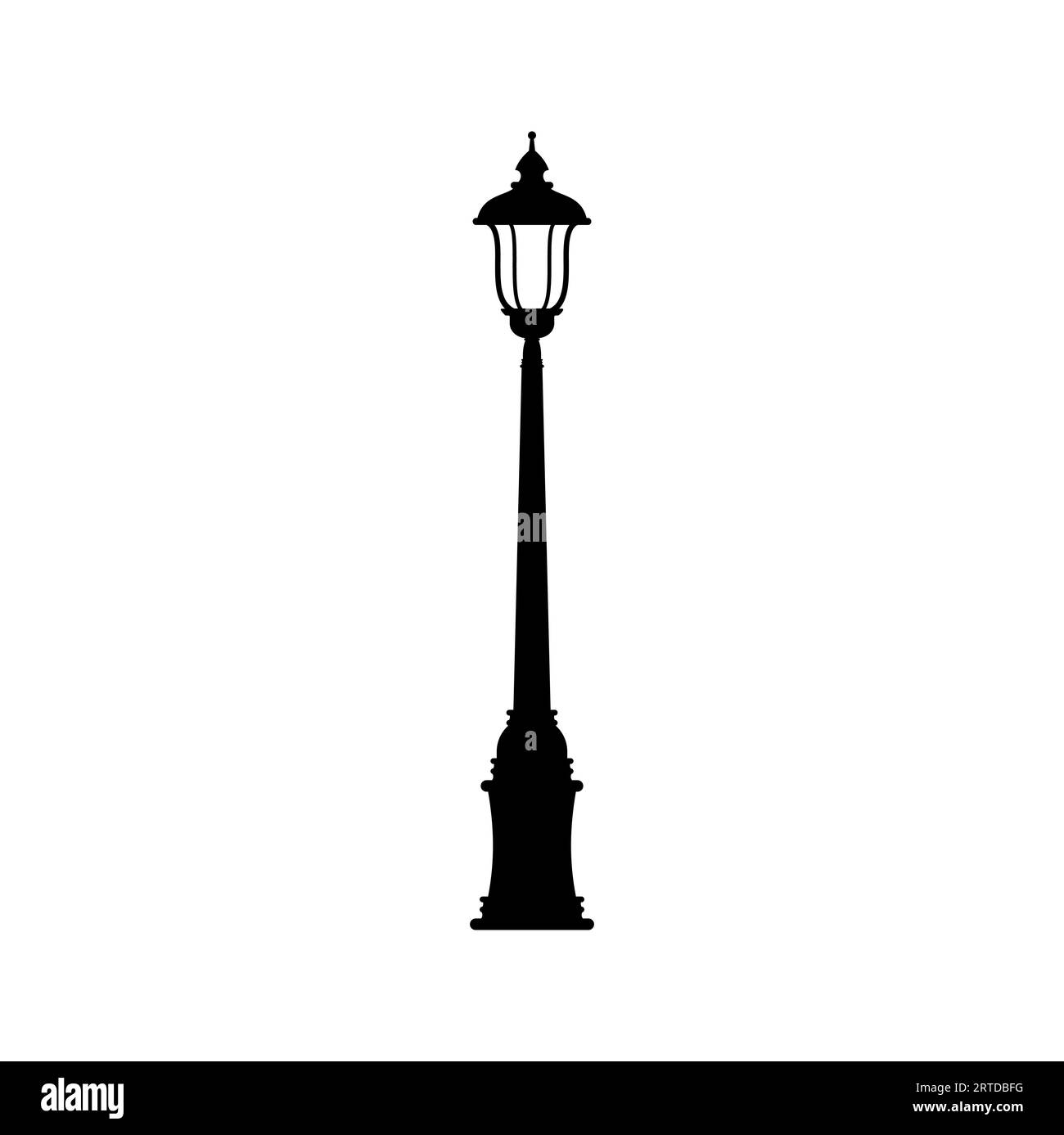 Lampost light pillar street light lantern, streetlight object. Vector antique vintage gaslamp on ...