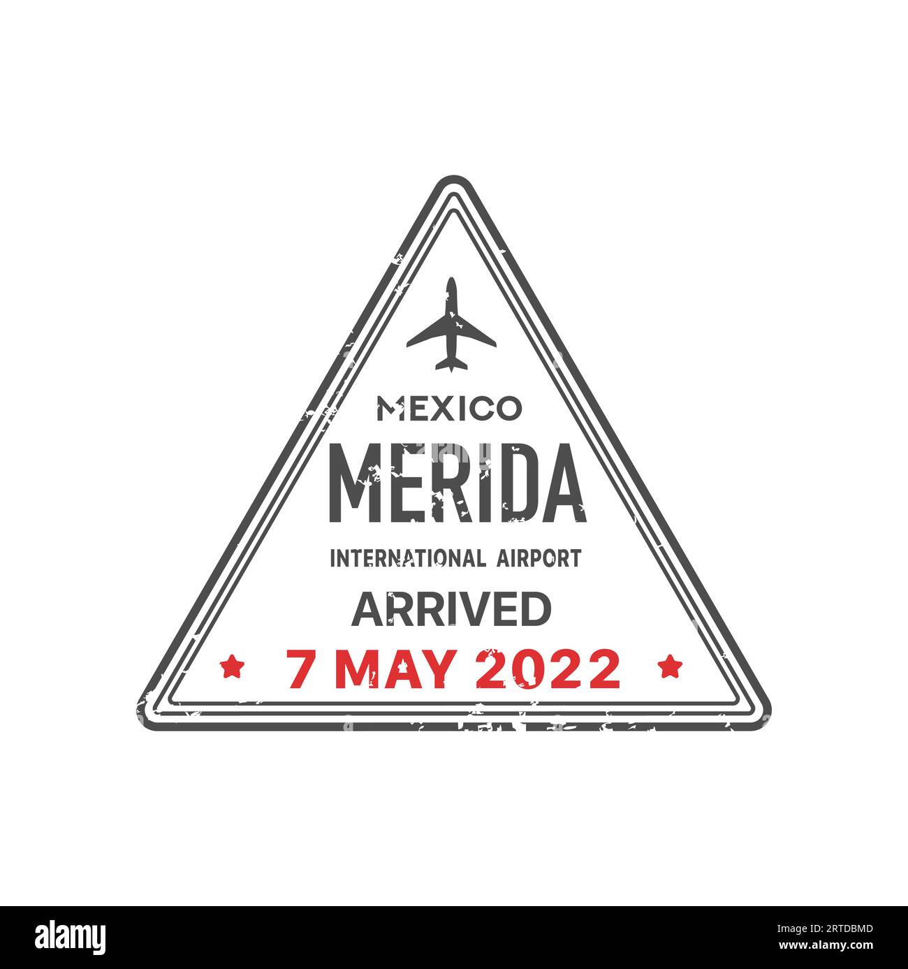 Merida departed visa, international airport sign, passport travel stamp ...