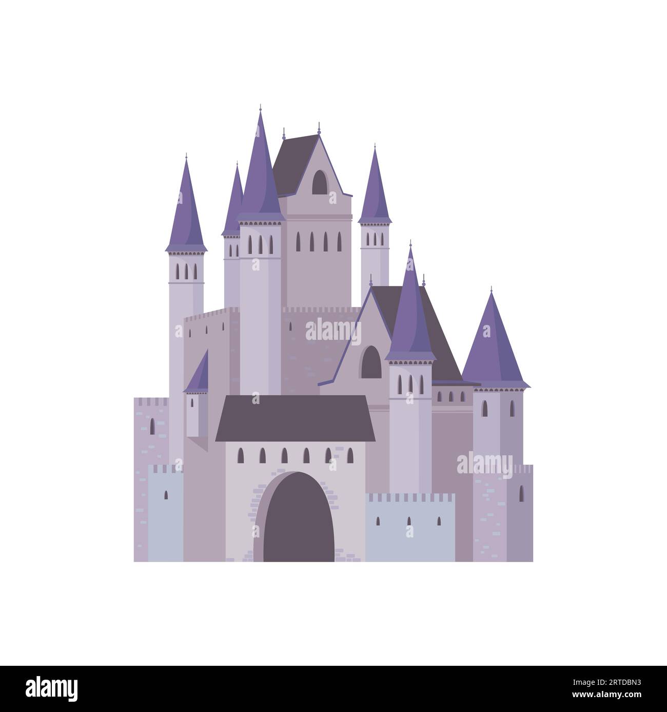 Cartoon medieval building, royal kingdom tower, fort of stone. Vector fairy palace, ancient ...