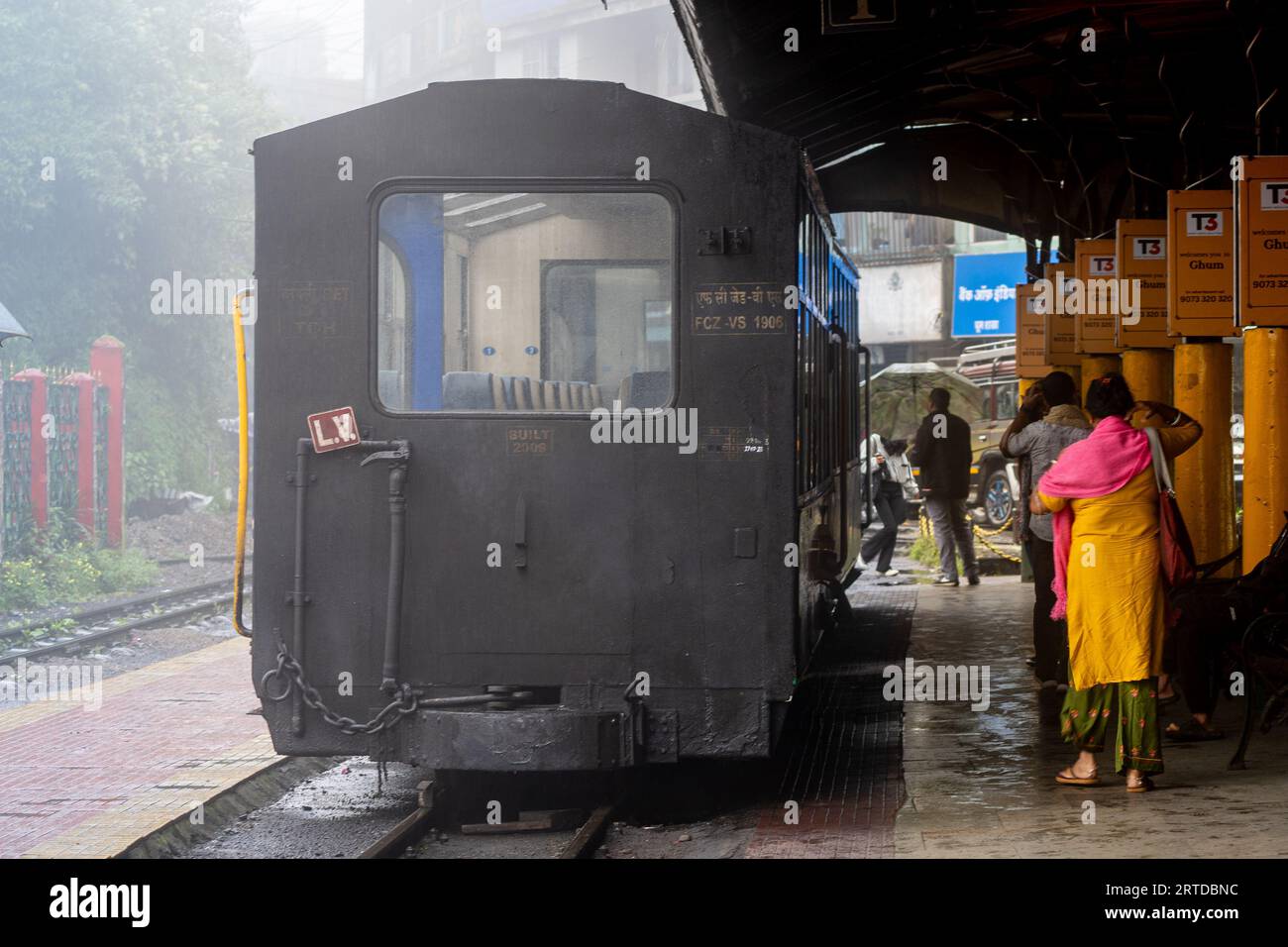 Passengers waiting at Ghoom ghum station for the small toy train which ...