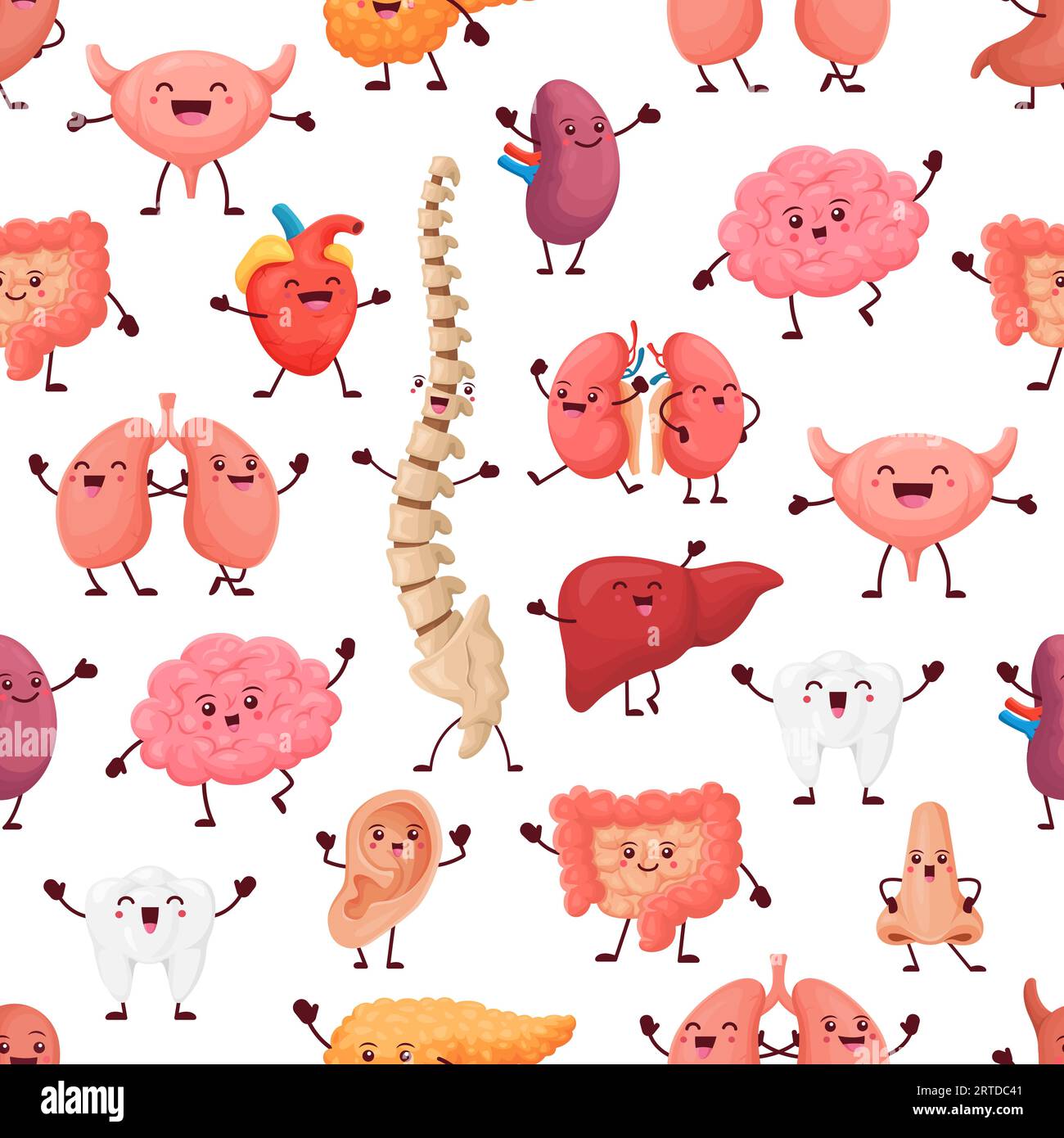 Human organ characters seamless pattern. Vector background with lungs ...