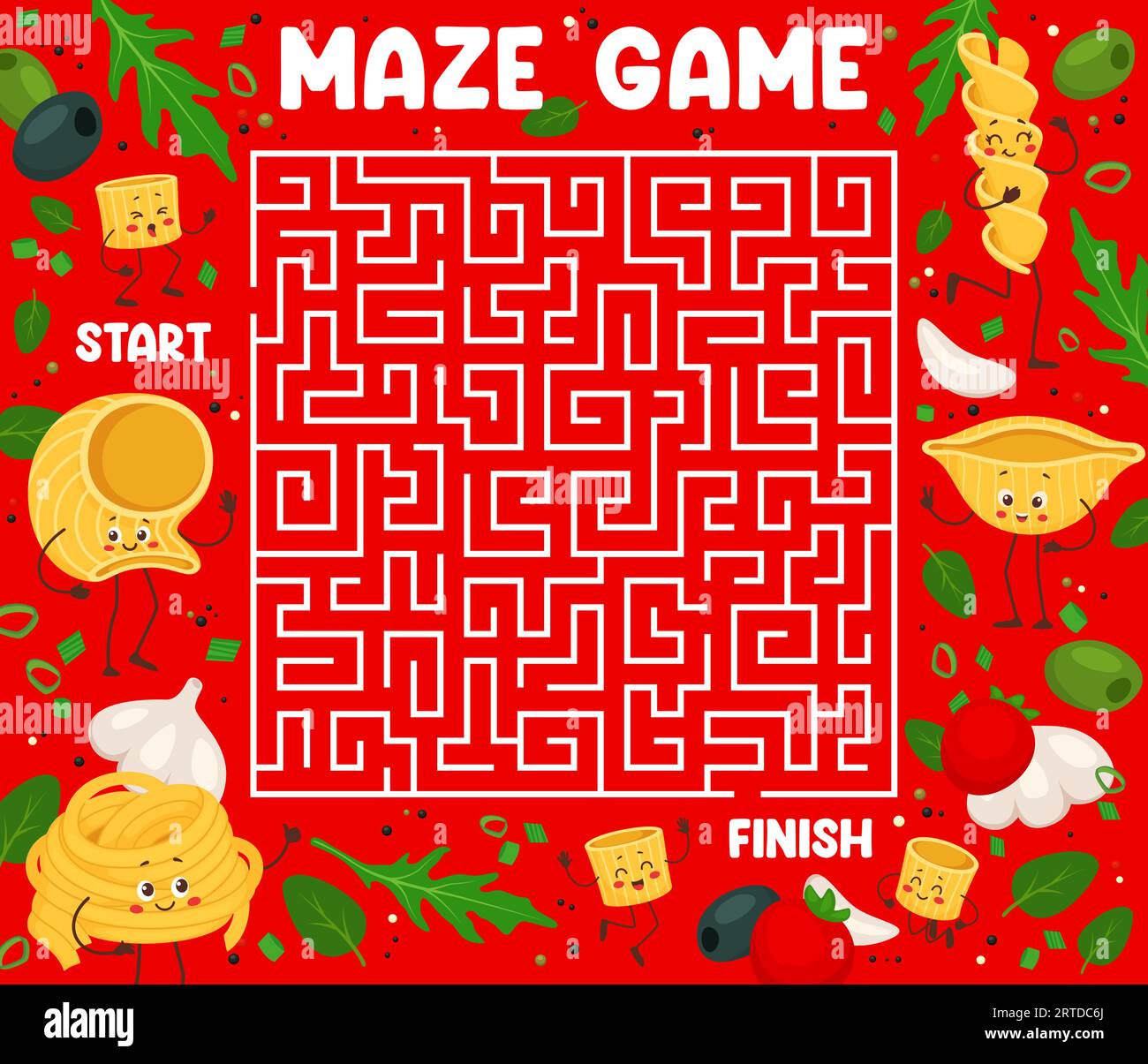 Labyrinth maze, cartoon italian pasta characters kids game worksheet ...