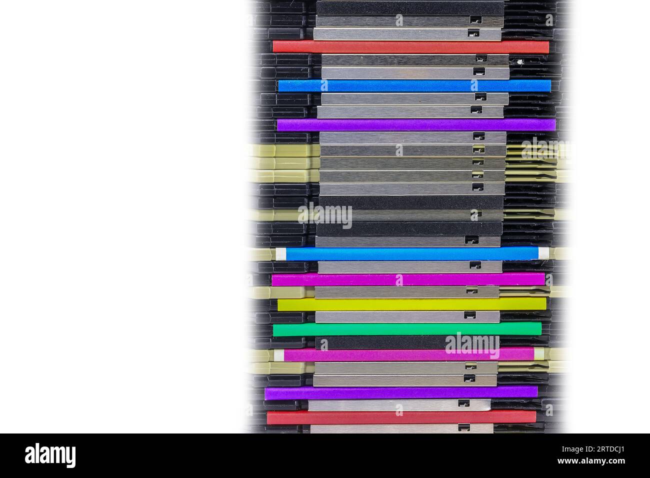 stack of old 1.44 inch floppy disks used to save computer data from the ...