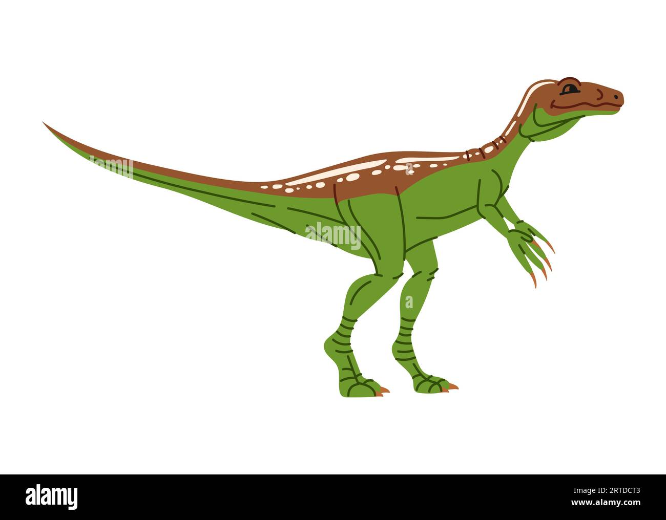Eoraptor basal sauropodomorp, cartoon dinosaur. T-rex theropod, green ...