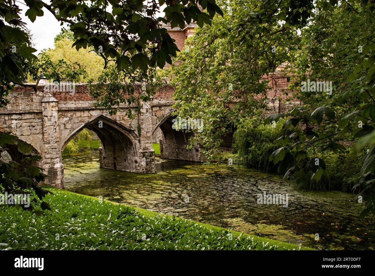 Stone North bridge across Eltham Palace moat, Eltham, Kent Stock Photo ...