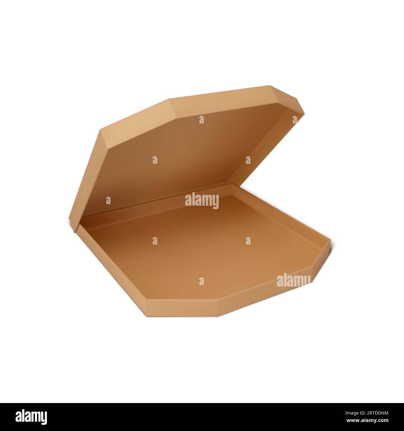 Cardboard package mockup, open brown pizza box. Vector delivery ...