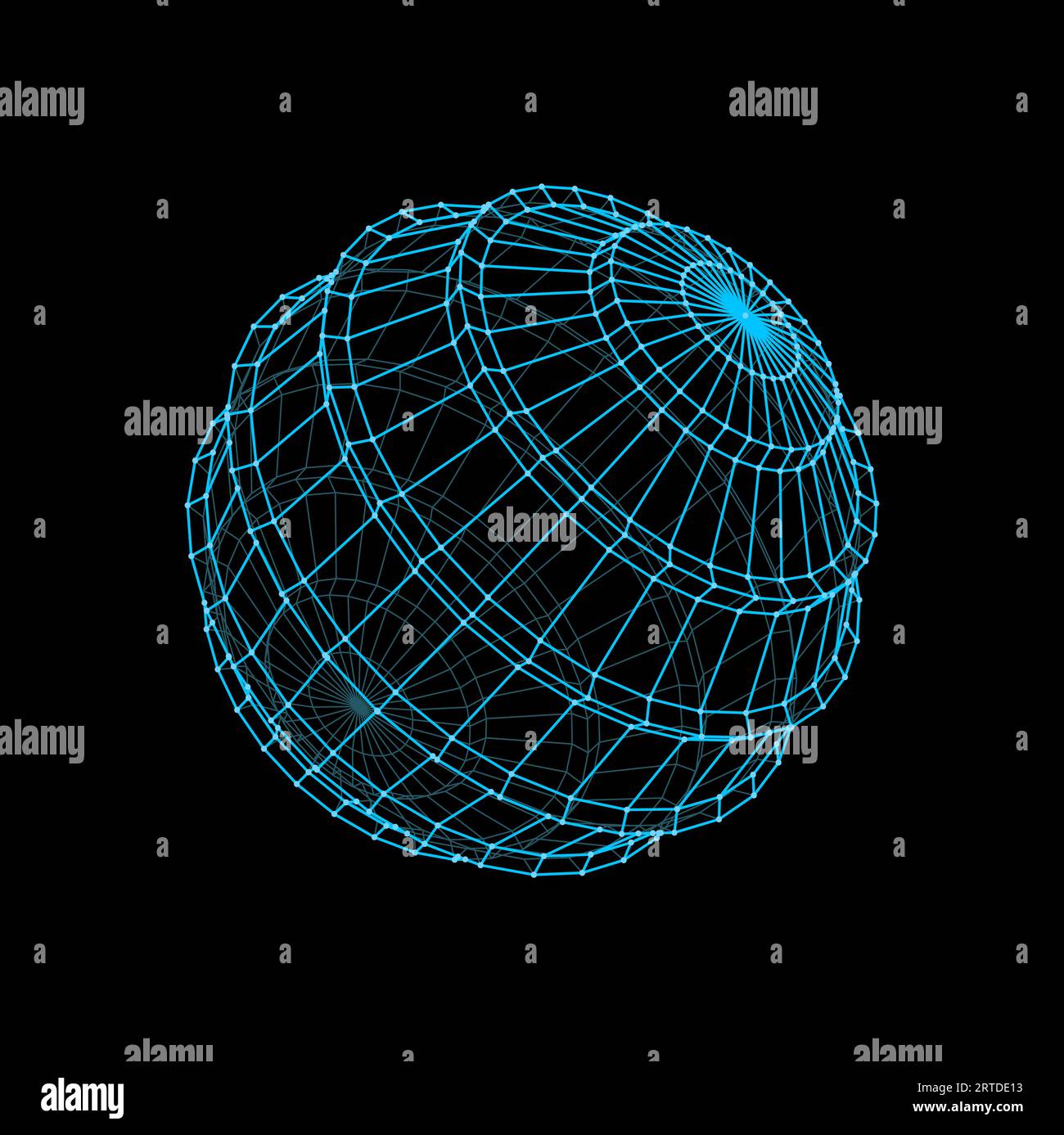 3d futuristic sphere and ball shape. Virtual dimensional grid hologram ...