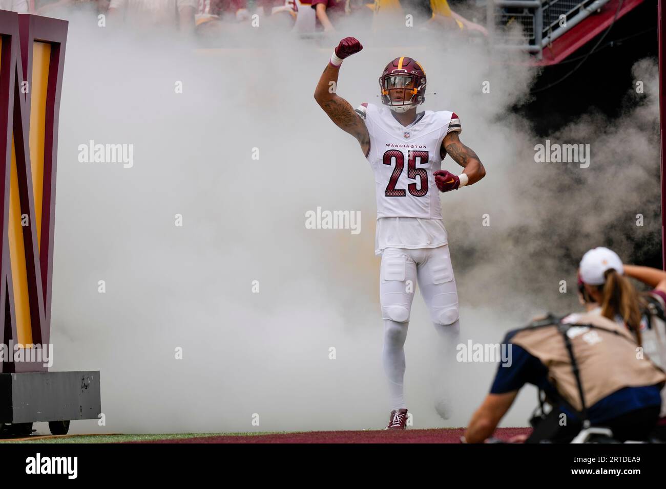 Washington Commanders cornerback Benjamin St-Juste (25) is introduced ...