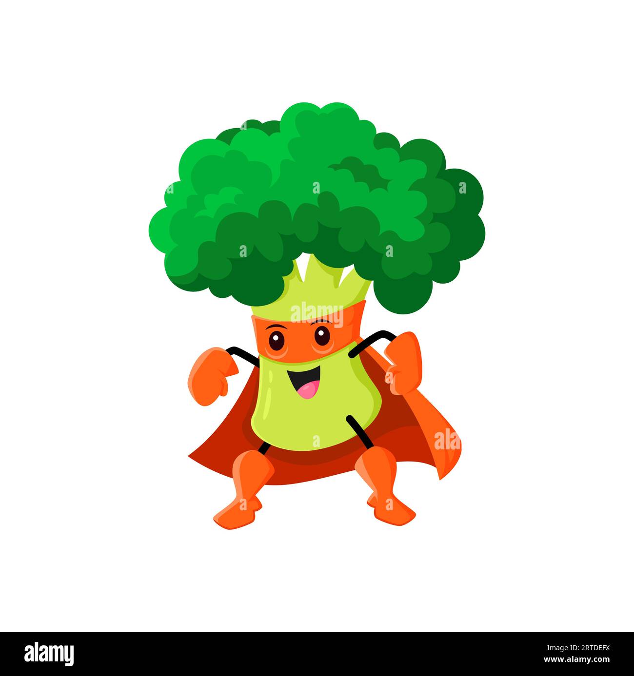 Cartoon broccoli super hero vegetable character. Isolated vector funny ...