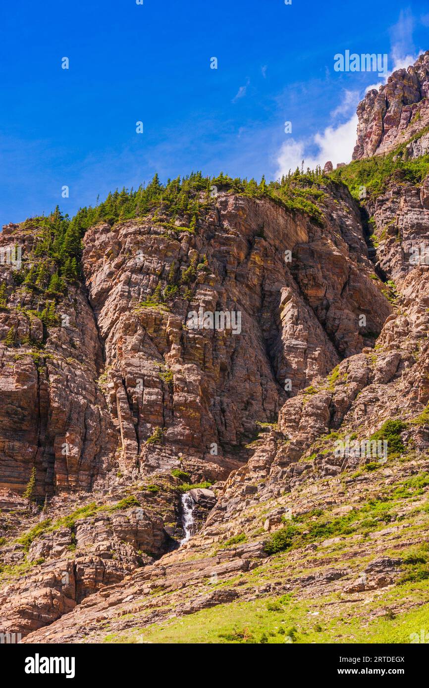 Waterfall at Siyeh Bend on Going to the Sun Road in Glacier National ...