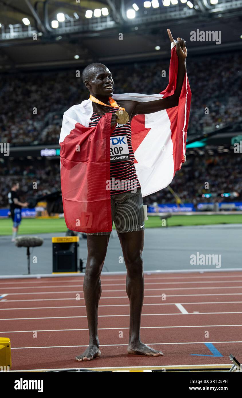Marco Arop of Canada celebrates his win in the men’s 800m final on day ...
