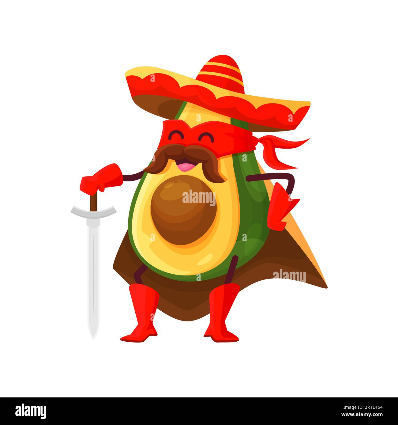Cartoon funny avocado superhero character, isolated vector mexican ...