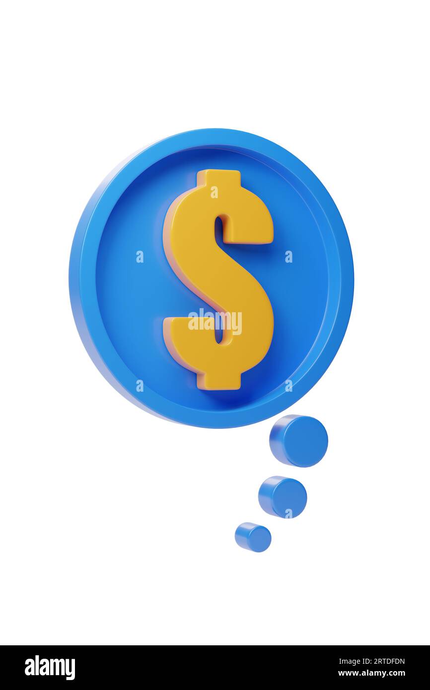 Bubble speech with dollar symbol isolated on white background. 3d ...