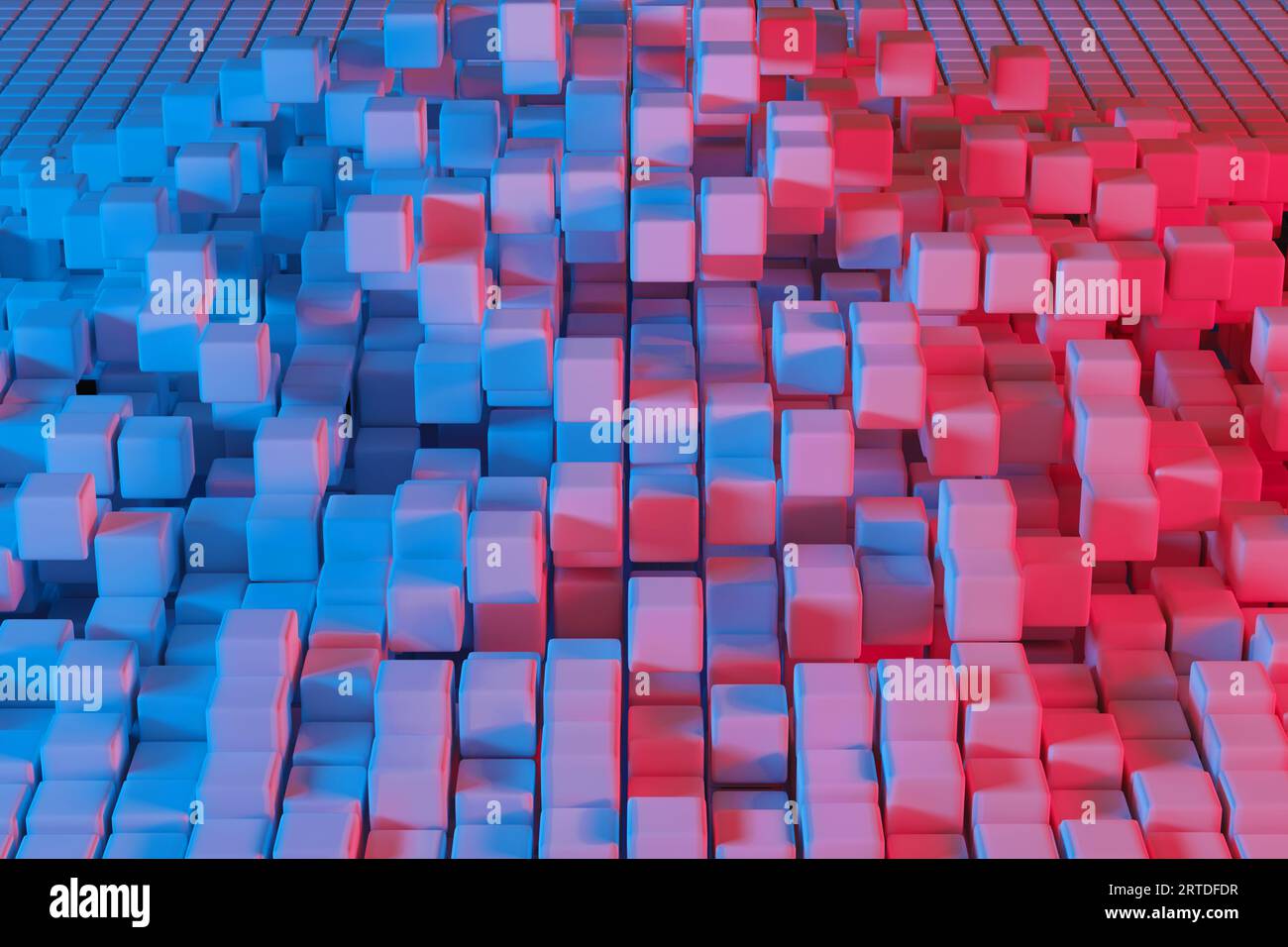 Floating red and blue cubes. Abstract background. 3d illustration Stock ...