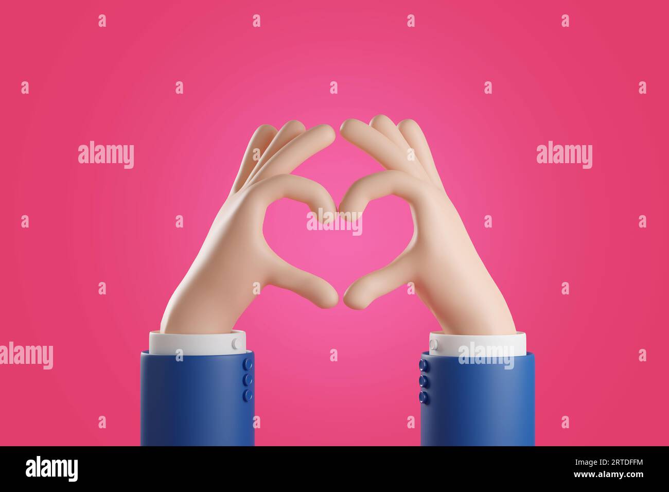 Cartoon hands making the heart gesture. 3d illustration Stock Photo - Alamy
