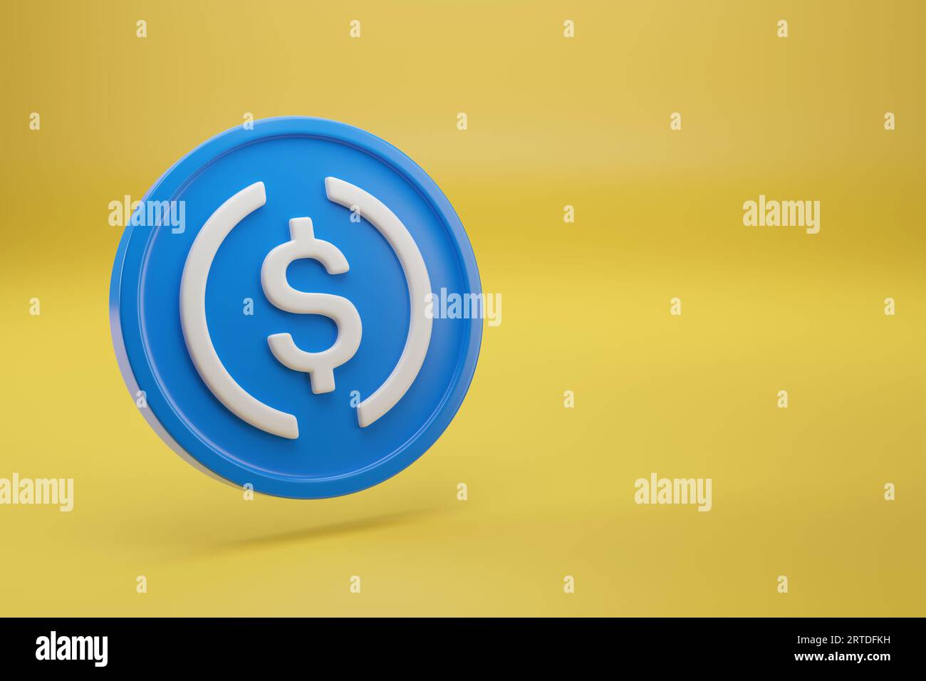 USDC coin on yellow background with copy space. 3d iluustration Stock Photo - Alamy
