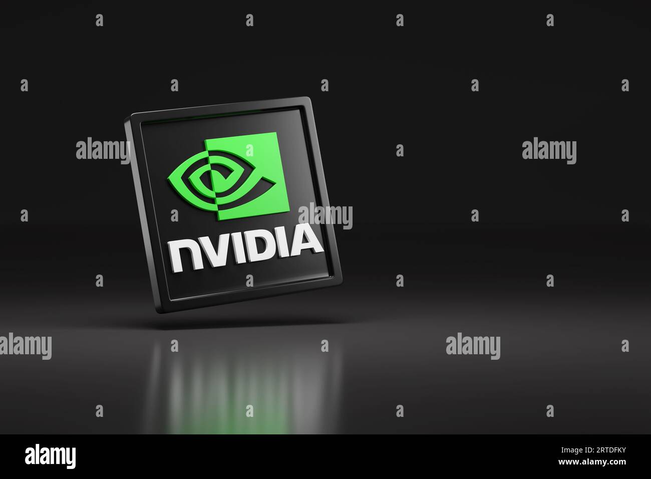 Buenos Aires, Argentina; September 12th, 2023: Nvidia logo in three ...